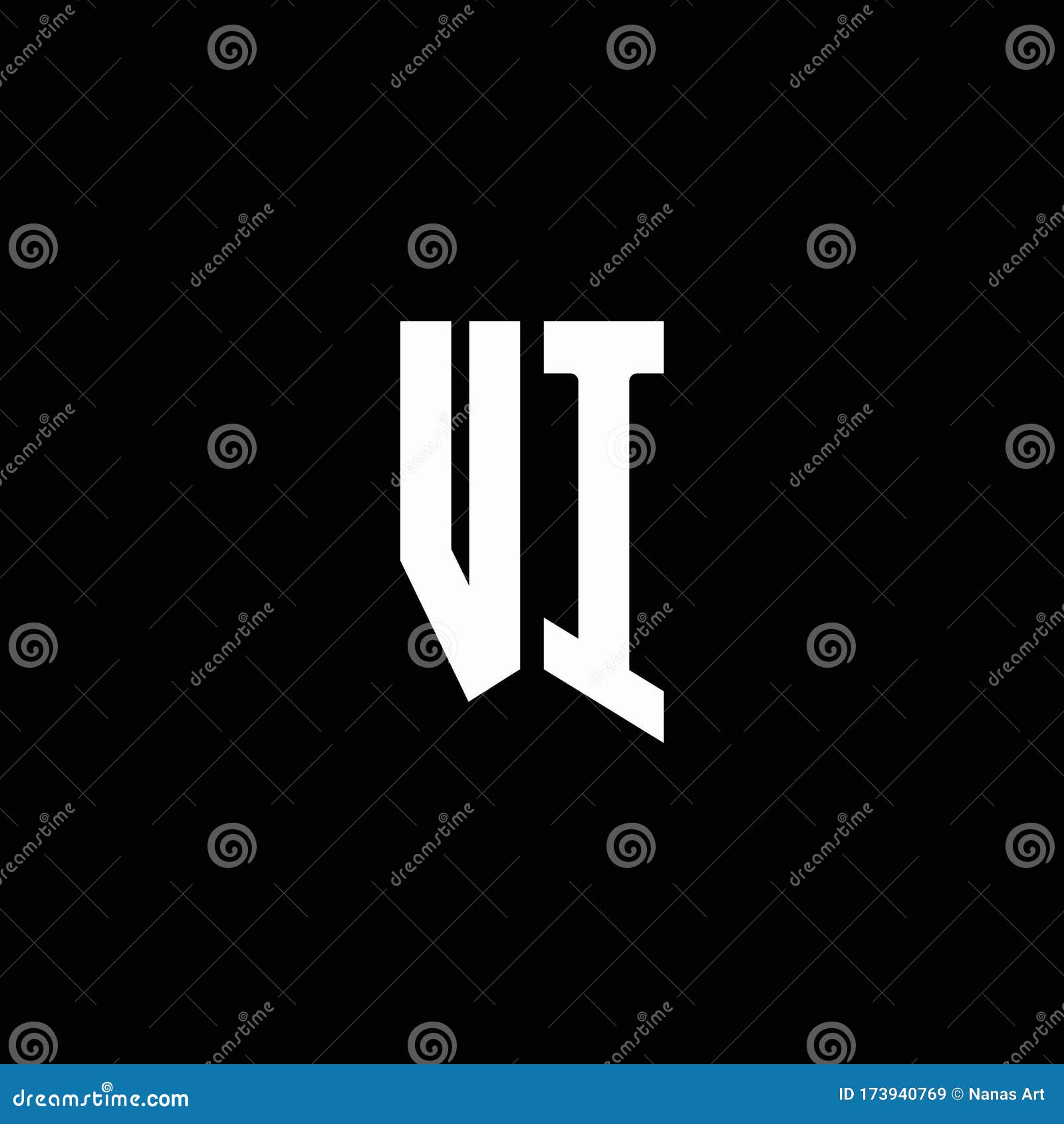 VI Logo Monogram with Emblem Style Isolated on Black Background Stock ...