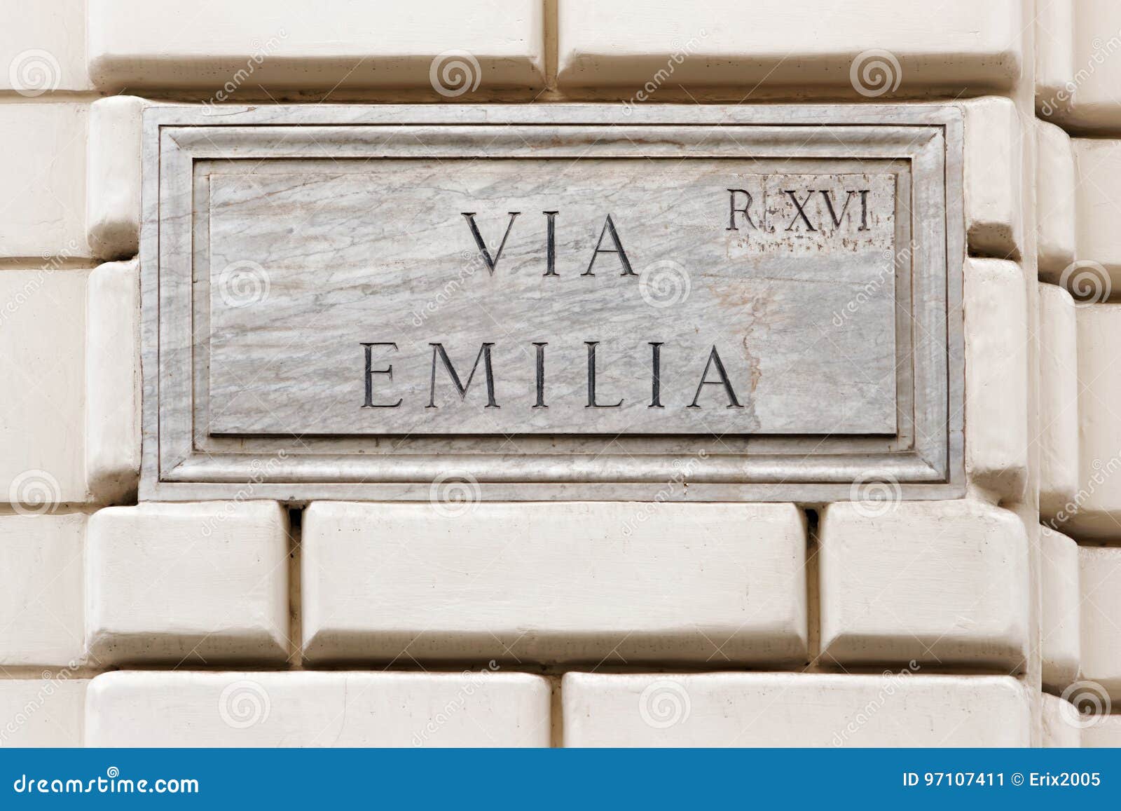 Via Emilia Sign on Wall in Rome Stock Image - Image of historical ...