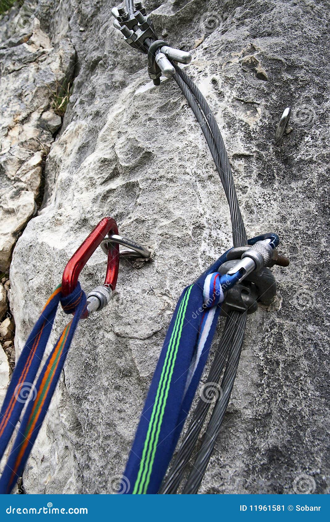 Via ferrata set on a rock stock image. Image of active - 11961581