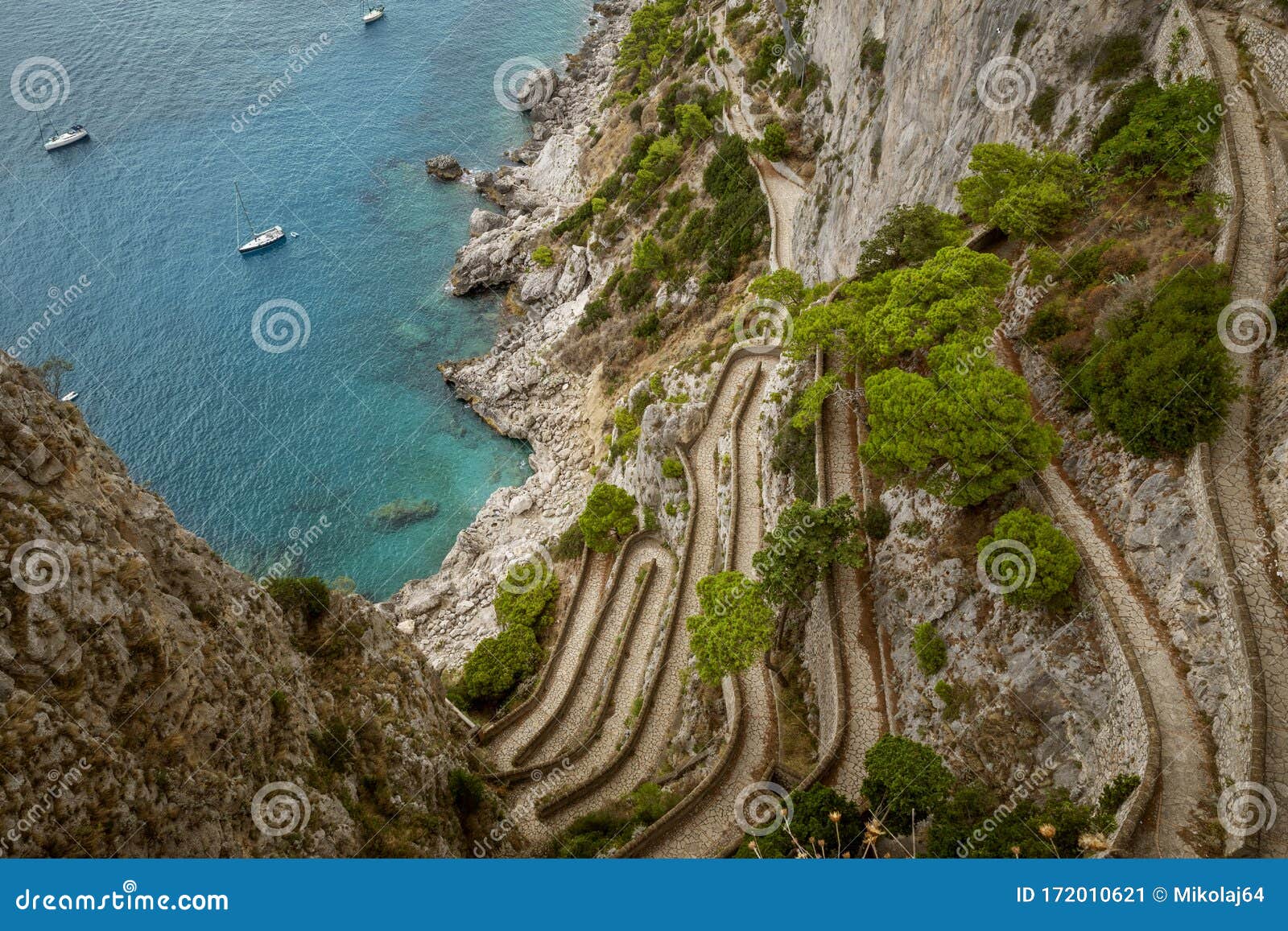 Via Krupp on Capri Island, Italy Stock Image - Image of italy, travel ...