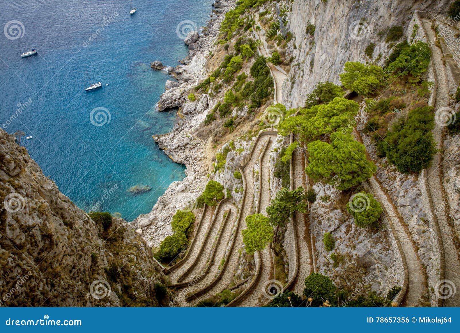 Via Krupp on Capri Island in Italy Stock Photo - Image of amalfi, road ...