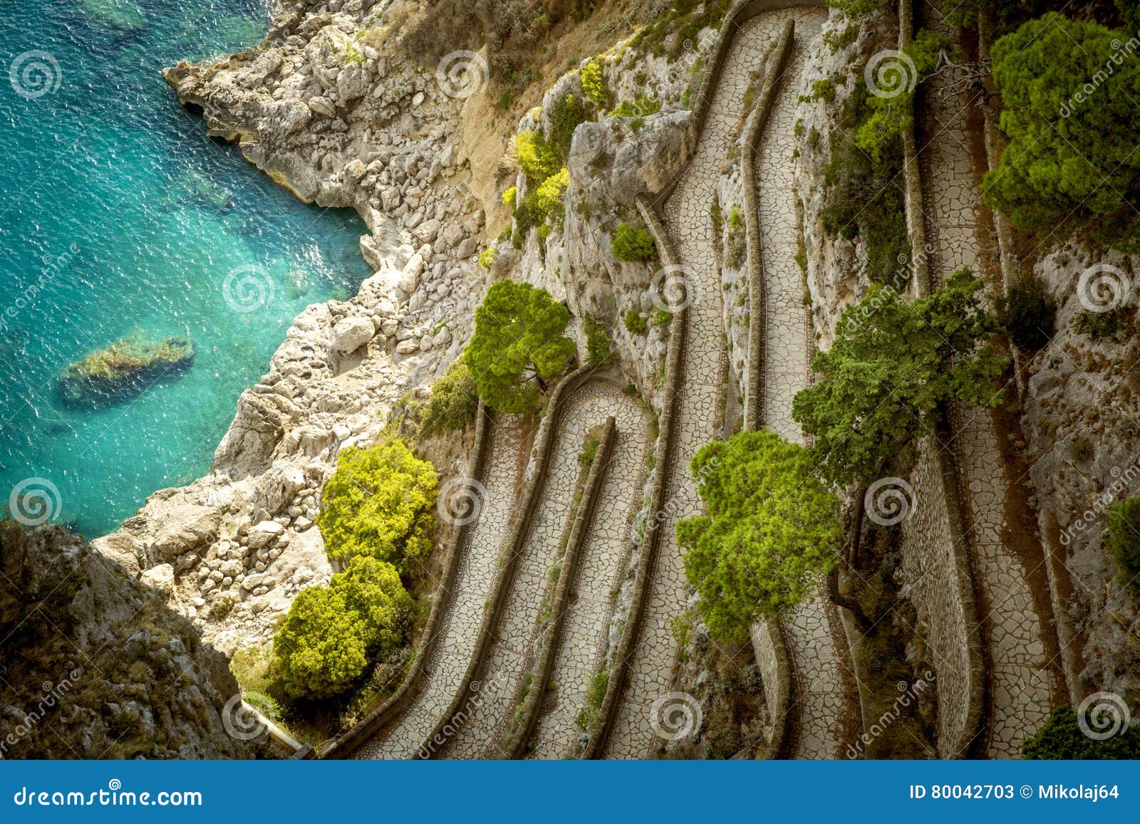 Via Krupp on Capri Island, Italy Stock Image - Image of krupp, road ...