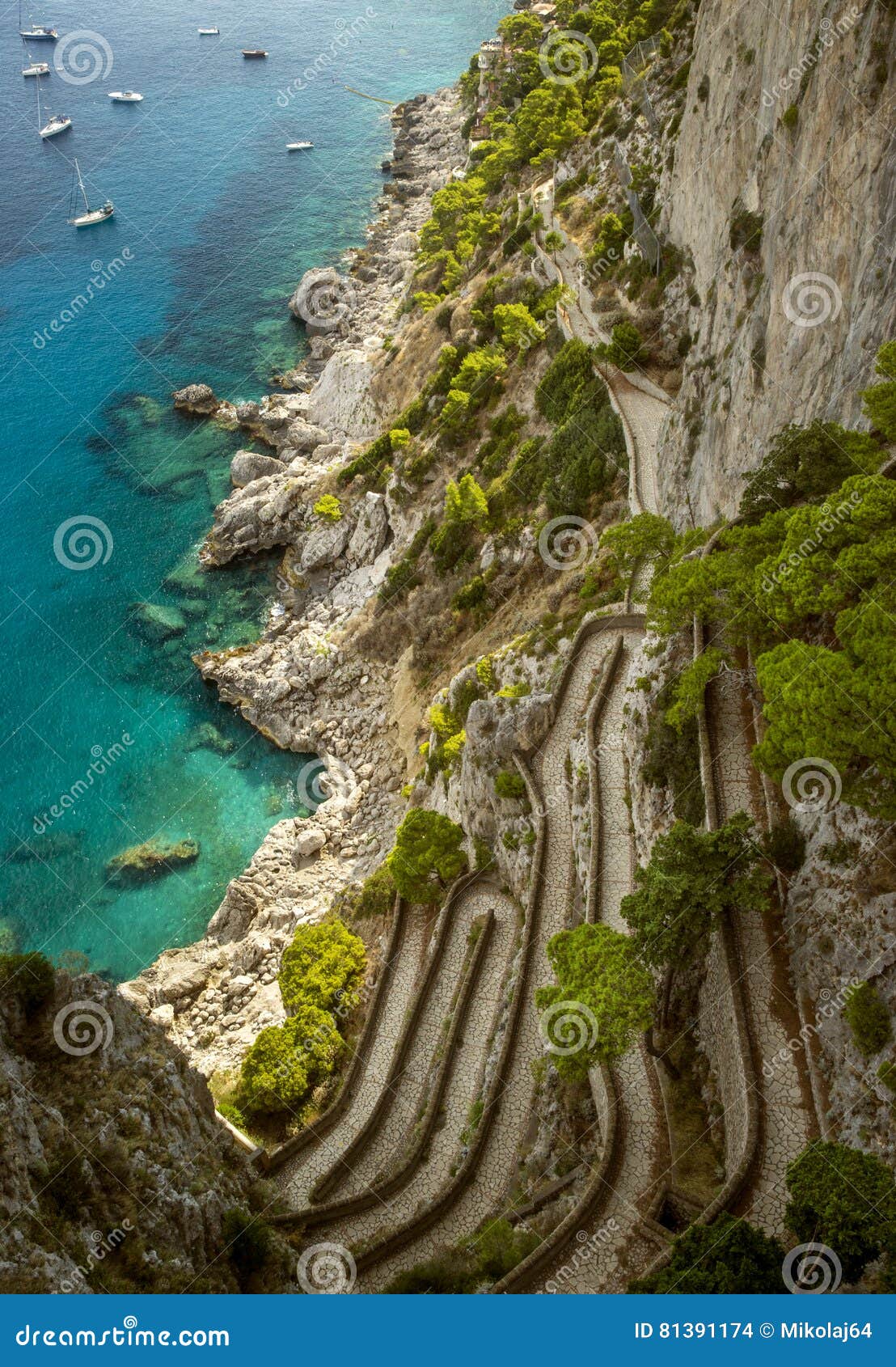 Via Krupp on Capri Island, Italy Stock Photo - Image of road ...