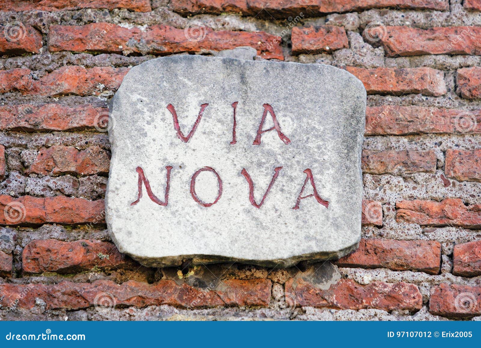 Via Nova Sign on Brick Wall in Rome Stock Photo - Image of outdoors ...