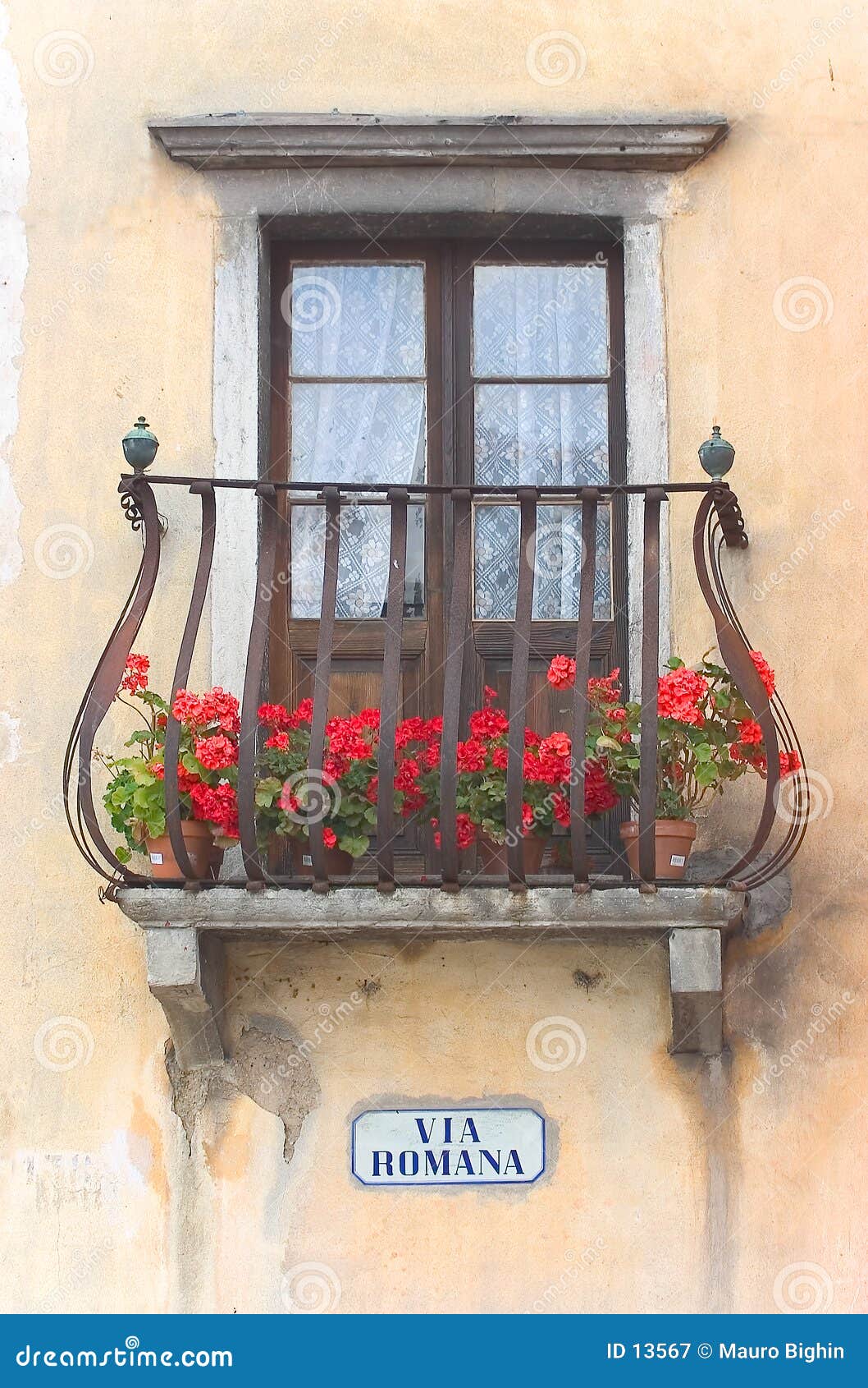 Via Romana - Italian Balcony Stock Image - Image of road, ancient: 13567