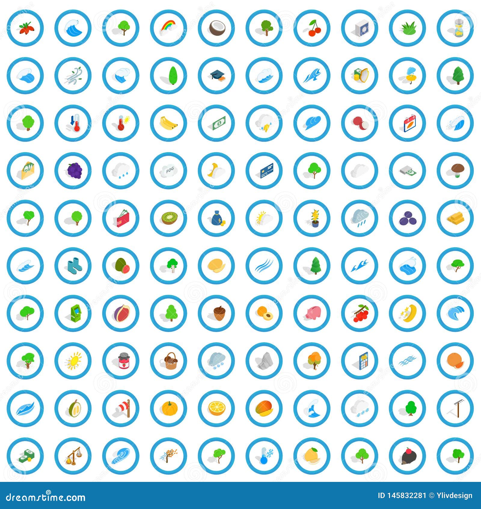 100 Viable Icons Set, Isometric 3d Style Stock Vector - Illustration of ...