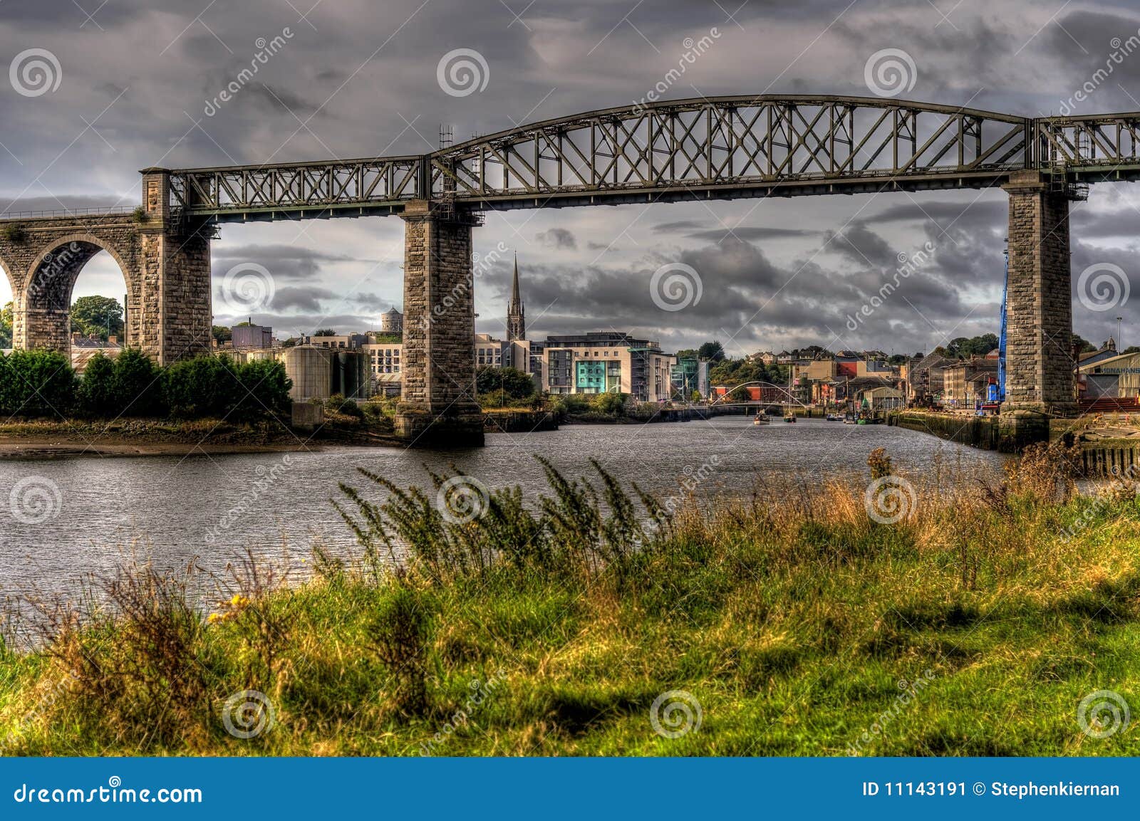 Viaduct Bridge Spanning a River Stock Image - Image of landmarks ...