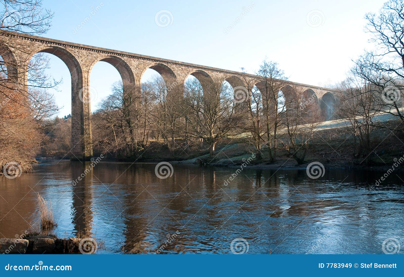 Viaduct over river stock image. Image of frost, pillars - 7783949
