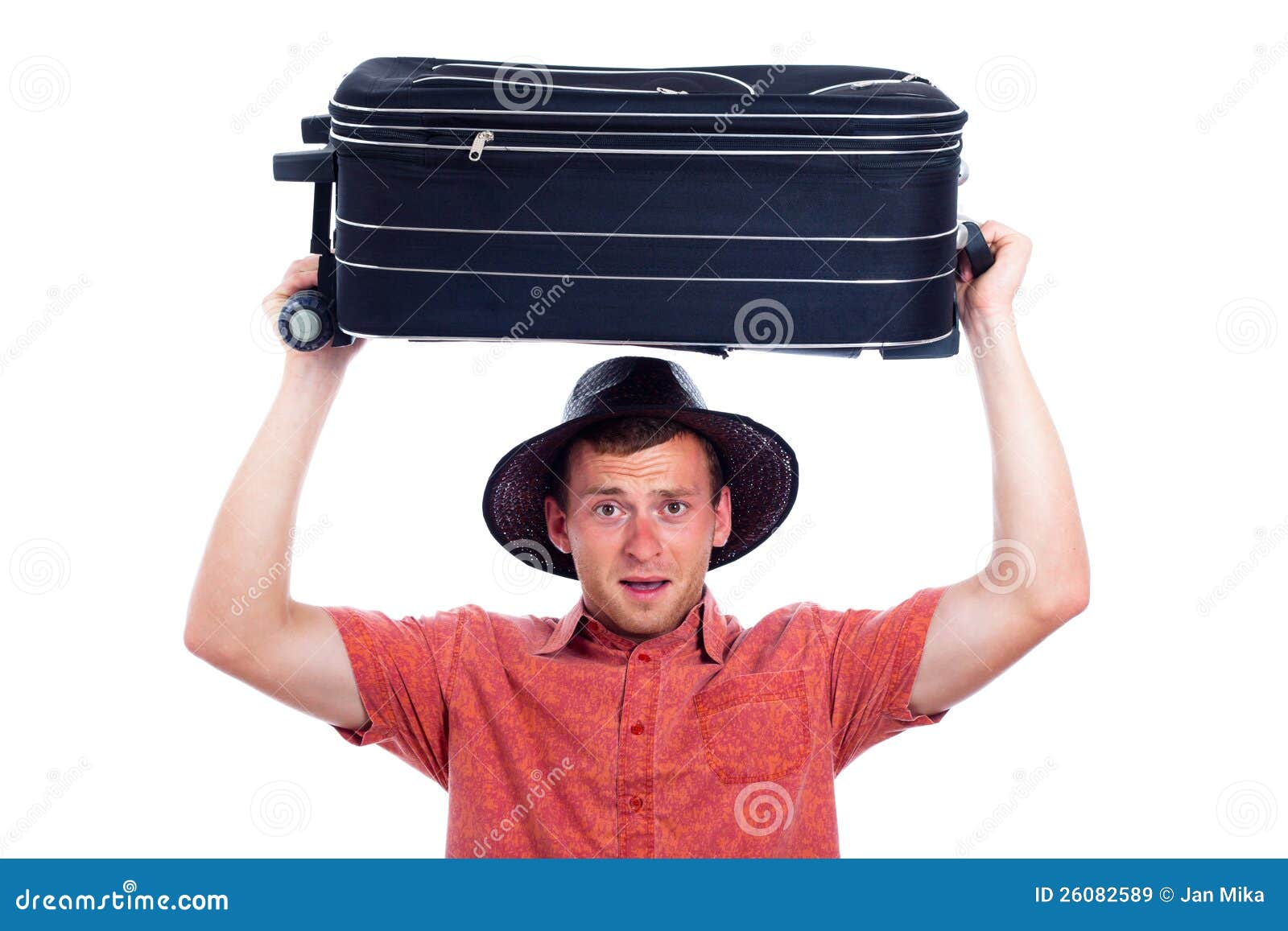 Viaggiatore Emozionante Con Bagagli Immagine Stock - Immagine di ...