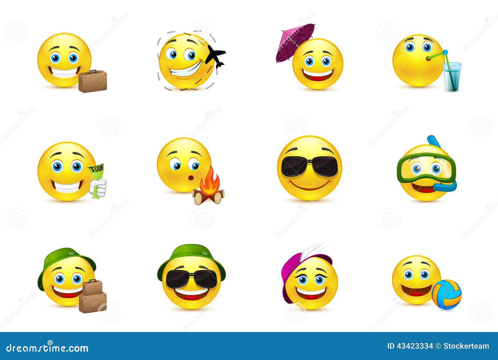 Viajantes De Smiley Collection Ilustração Stock - Ilustração de saco ...