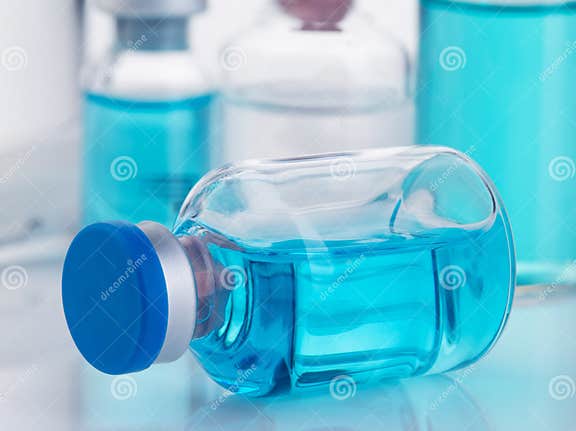 Vial with Blue Solution Close-up Stock Image - Image of pharmaceutical ...