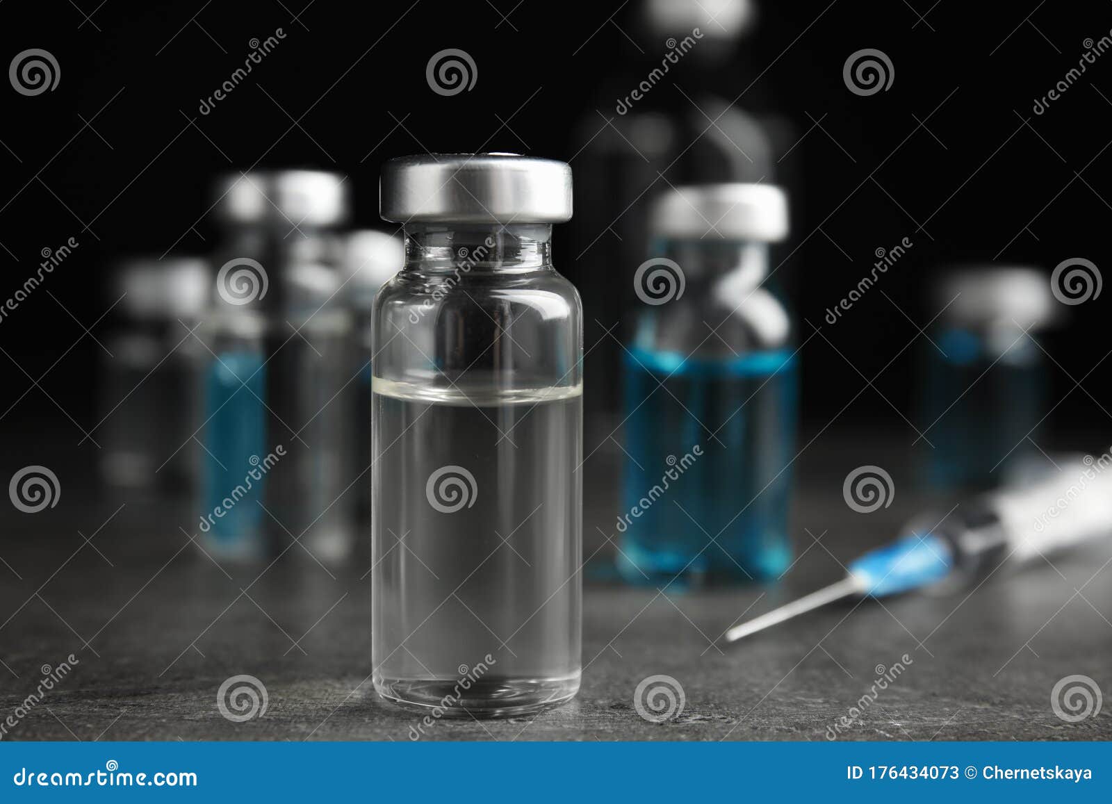 Vial with Medication on Table. Vaccination and Immunization Stock Image ...