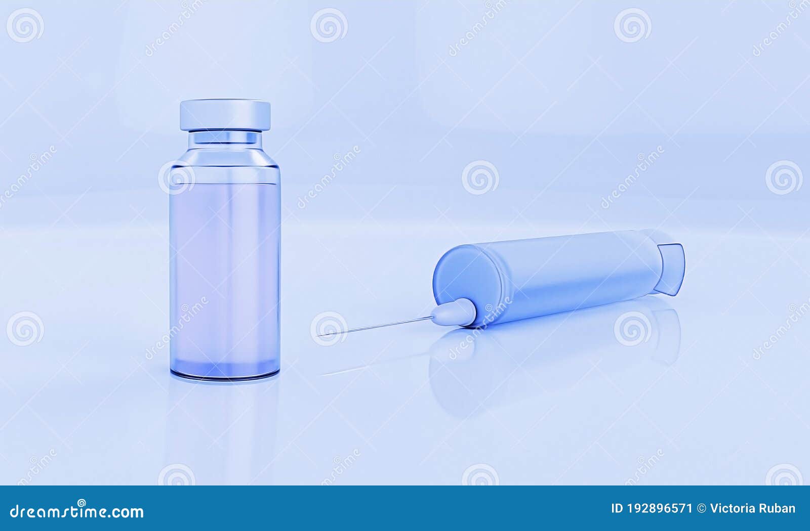 Vial and Plastic Medical Syringe with Needle on Table Stock ...