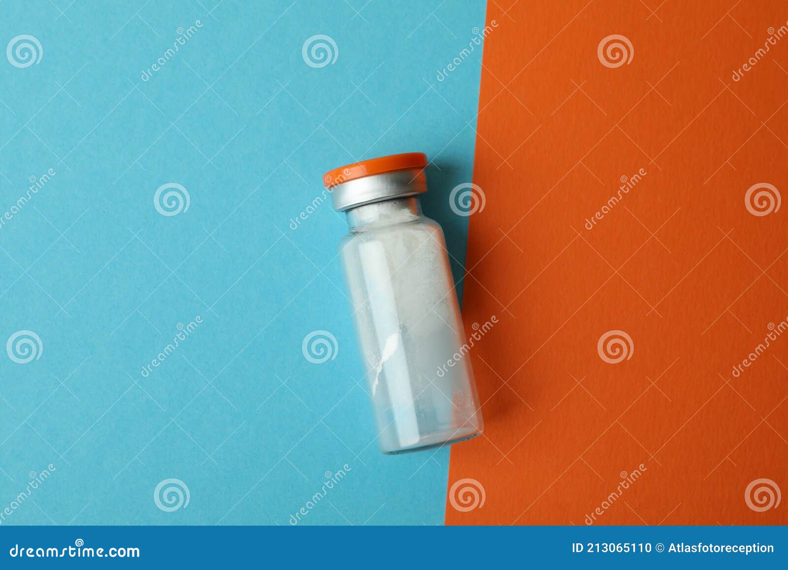 Vial with Powder Vaccine on Two Tone Background Stock Photo - Image of ...