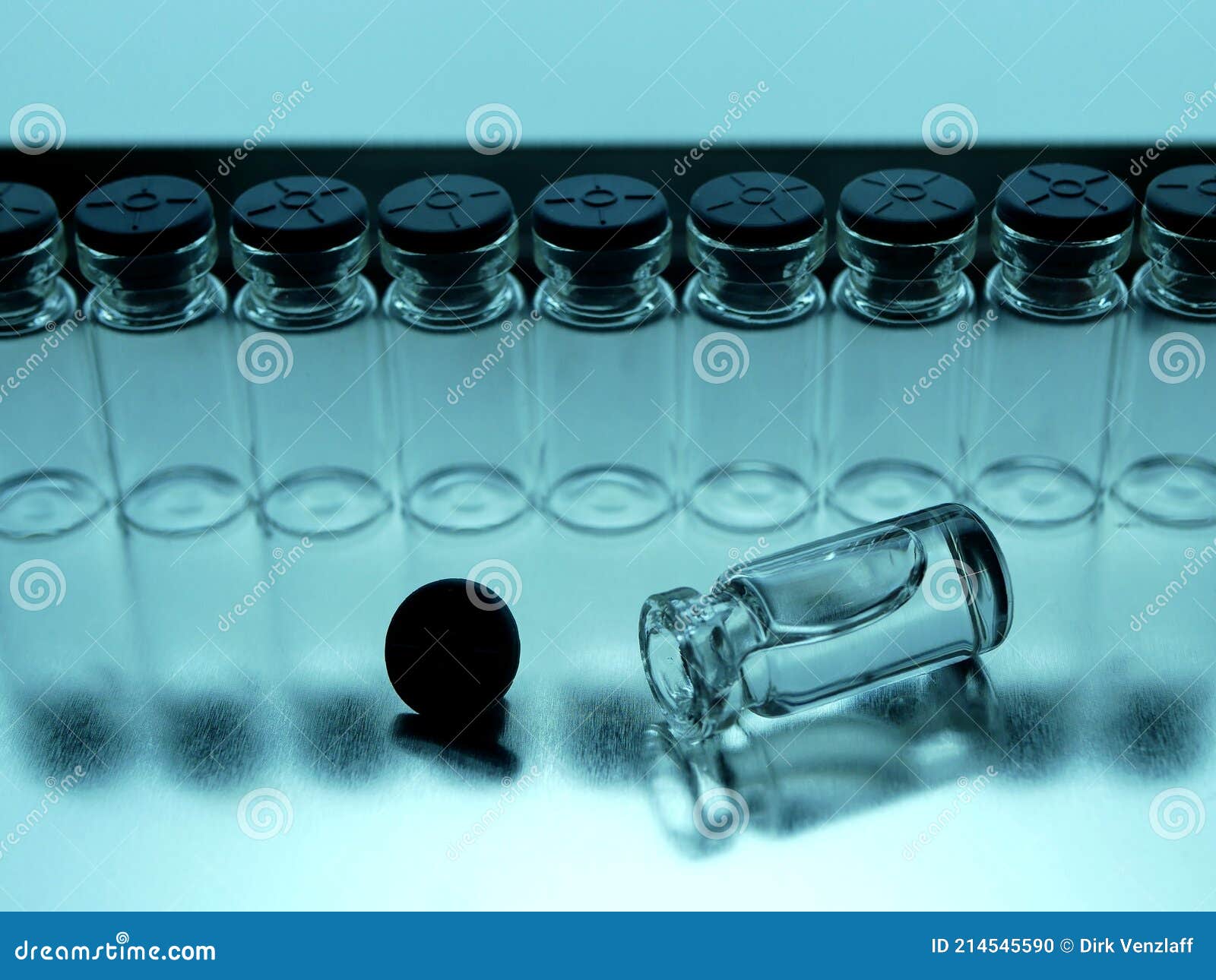 Nine Filled Vials with Another an Open One in the Front Stock Photo ...