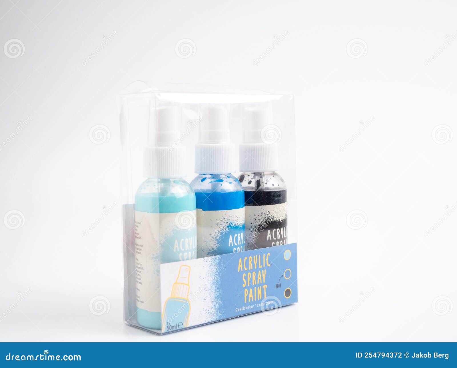 Vials of Acrylic Spray Paint on a White Background. Close-up. Stock ...