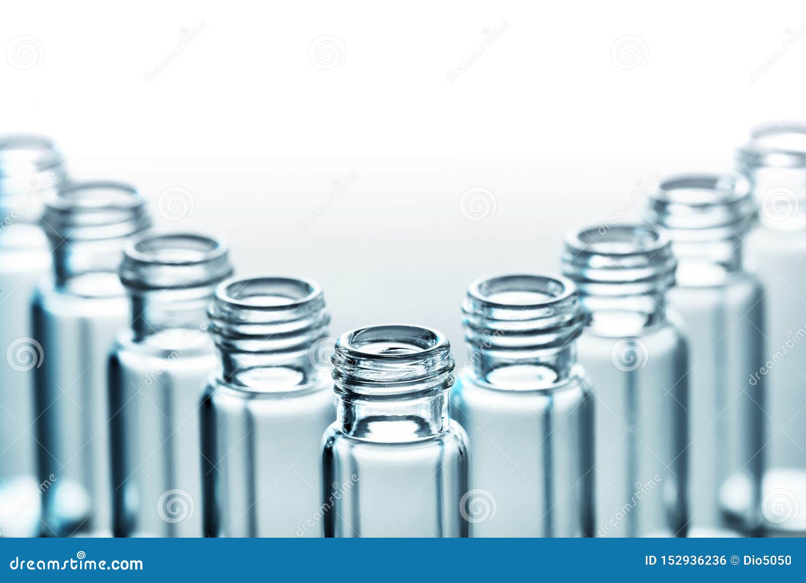 Vials for the Biological Sample on a White Background Aligned with V ...