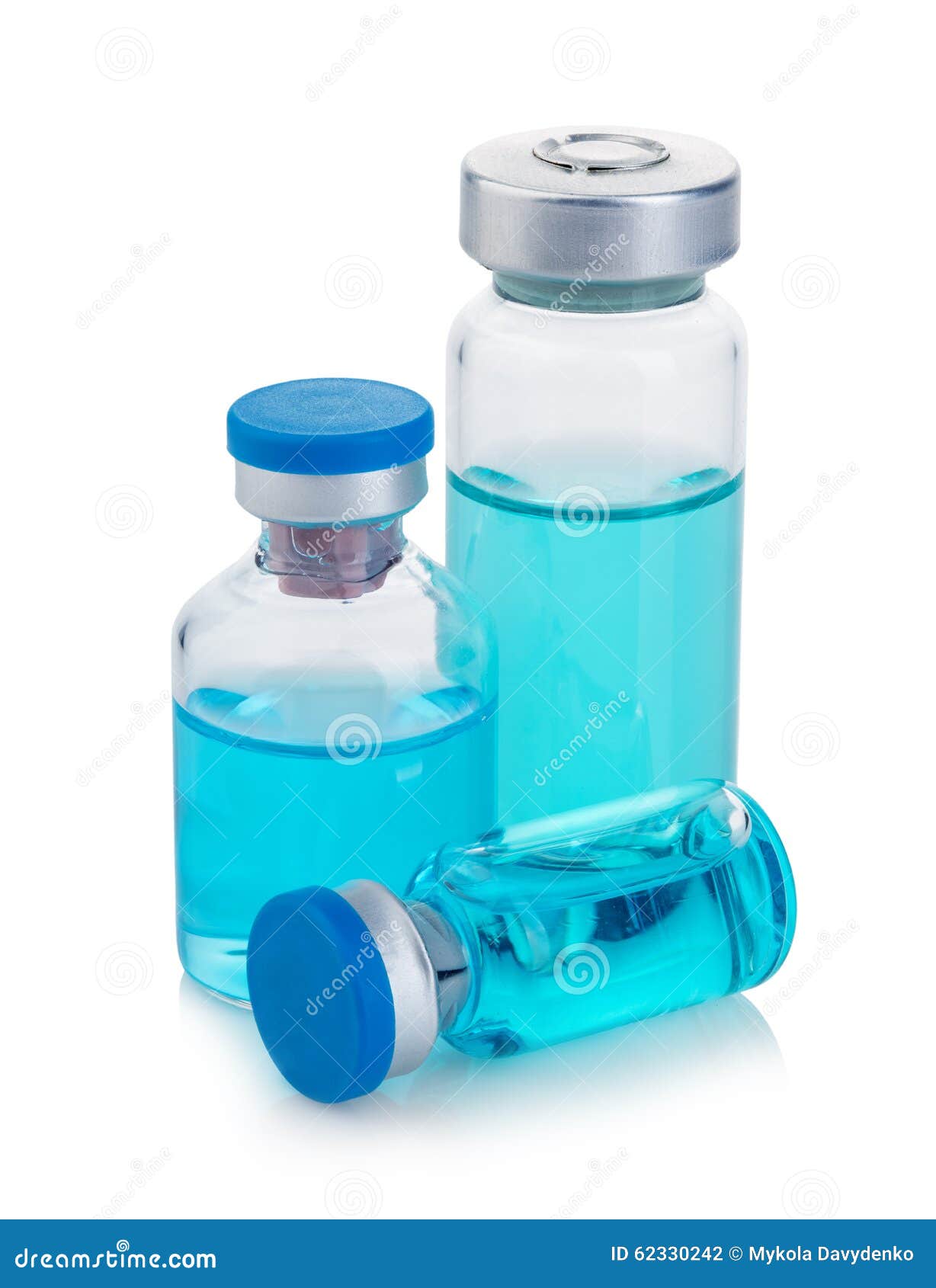 Vials with Blue Solution Isolated on a White Background. Stock Photo ...