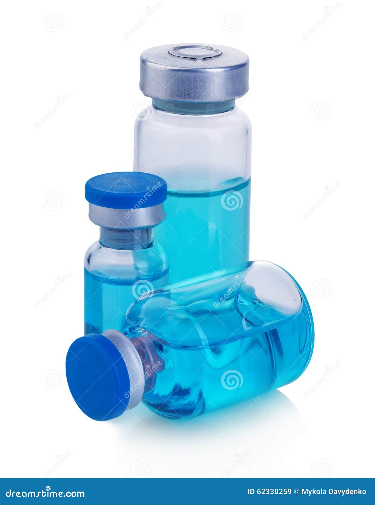 Vials with Blue Solution Isolated on a White Background. Stock Image ...