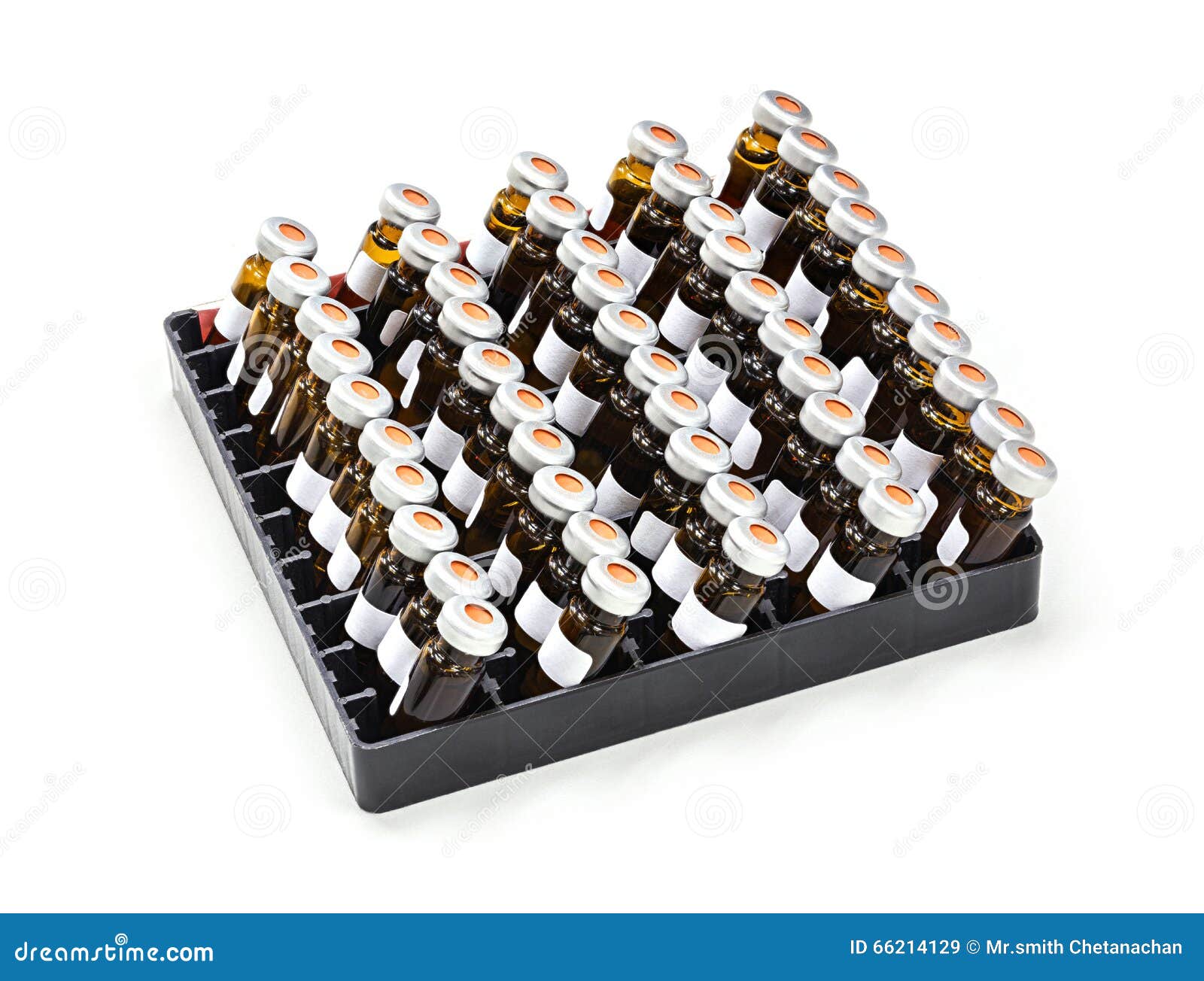 Vials in rack stock image. Image of focus, brown, drug - 66214129
