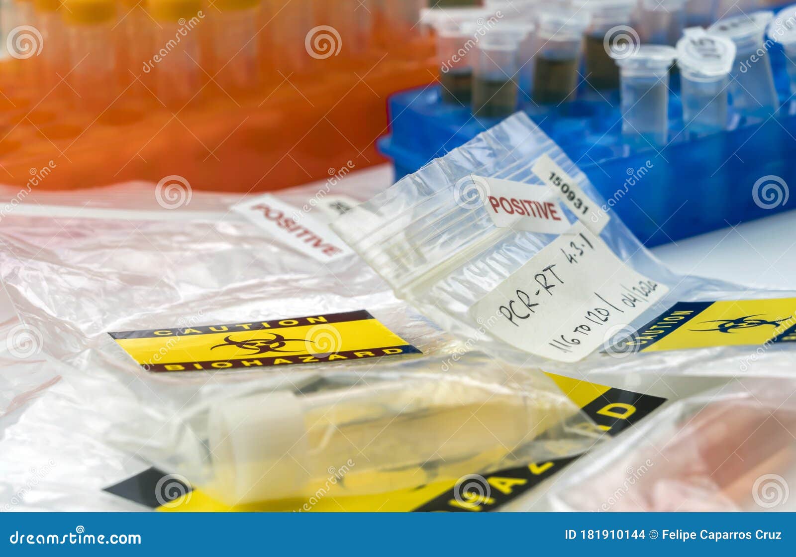 Vials with Samples of SARS-COV-2 Covid-19 in a Research Laboratory ...