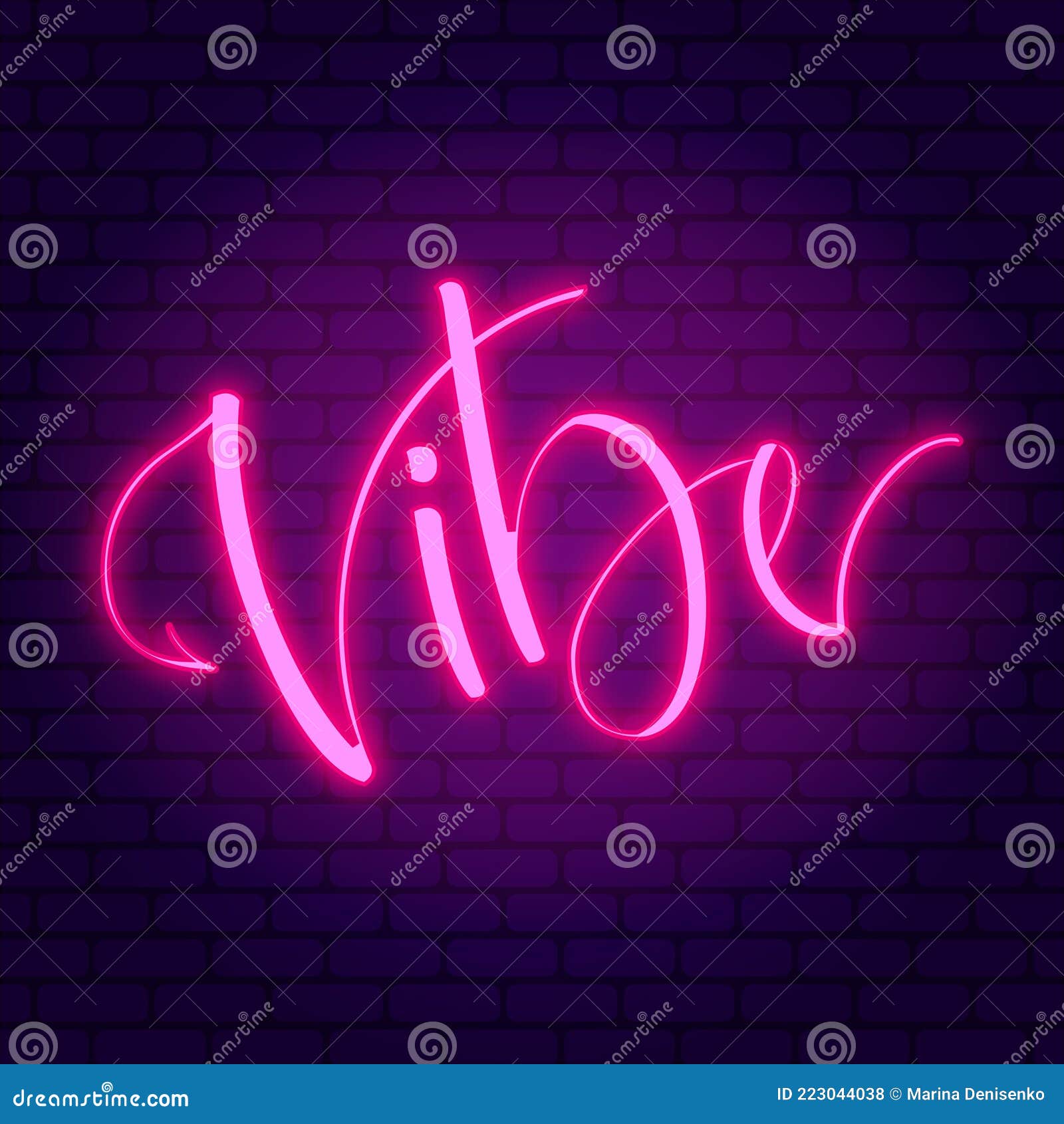 Vibe. Neon Sign On Dark Brick Wall Background Vector Illustration ...