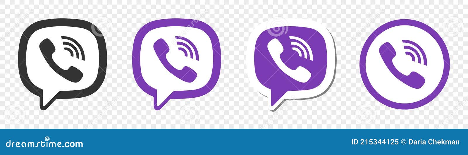 Viber Flat Icon Set Isolated on White Background,. Vector Illustration ...