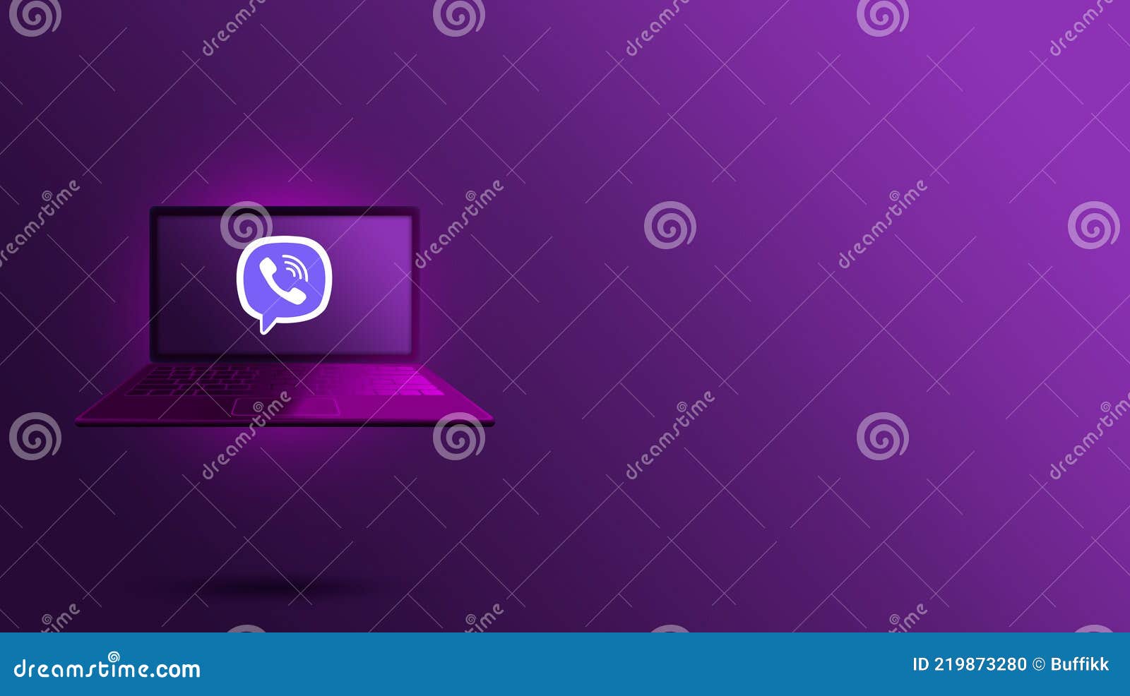 Viber Logo on Laptop Screen 3d Rendering. Technology Device Computer ...