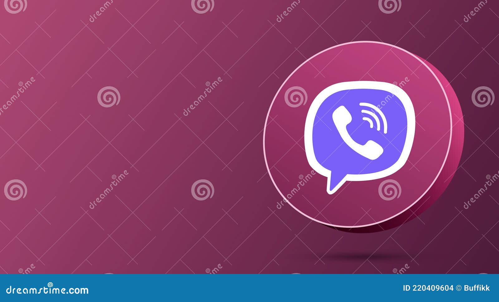 Viber Logo Minimal Design on the Round Button 3d Render. Social Media ...