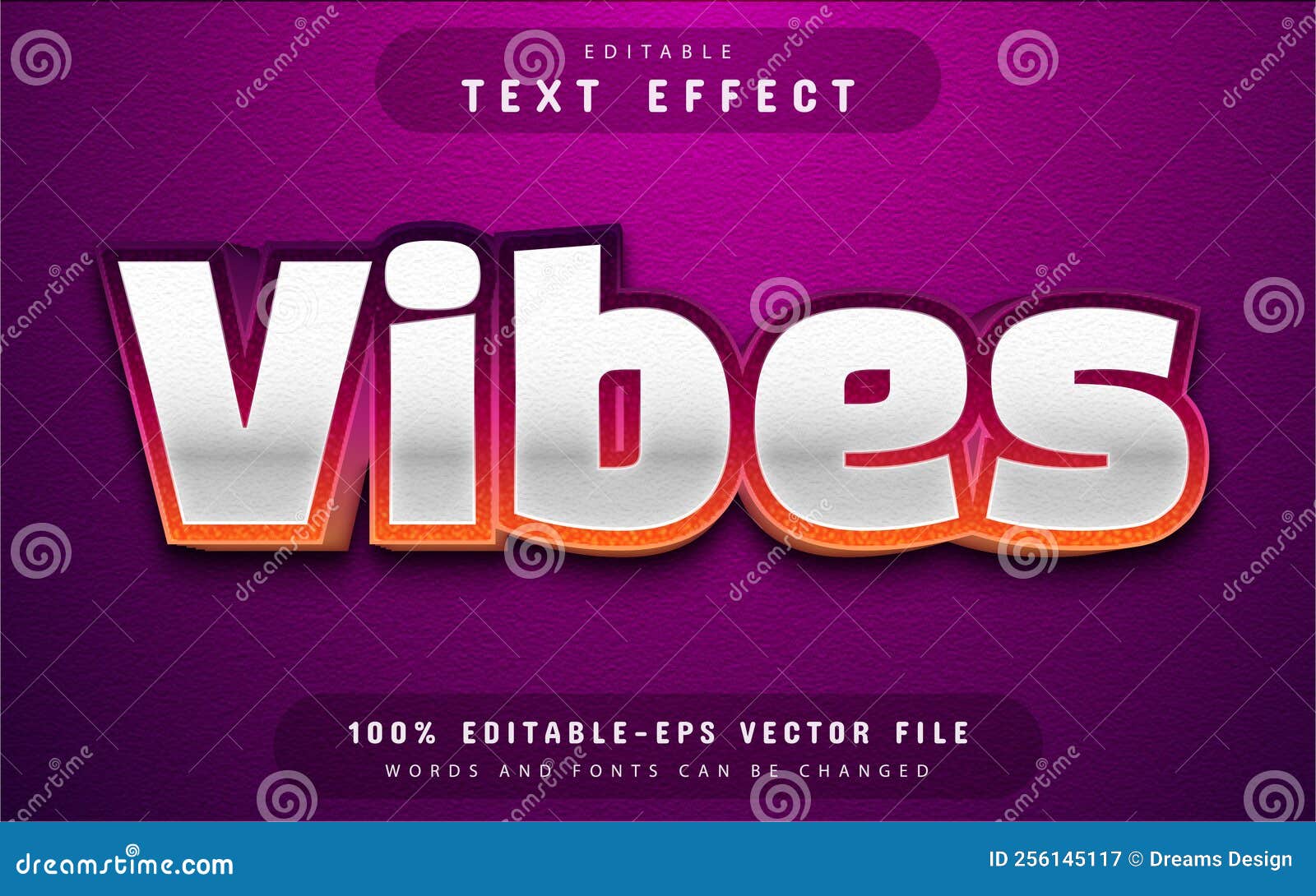 Vibes 3d Text Effect Editable Stock Vector - Illustration of hipster ...