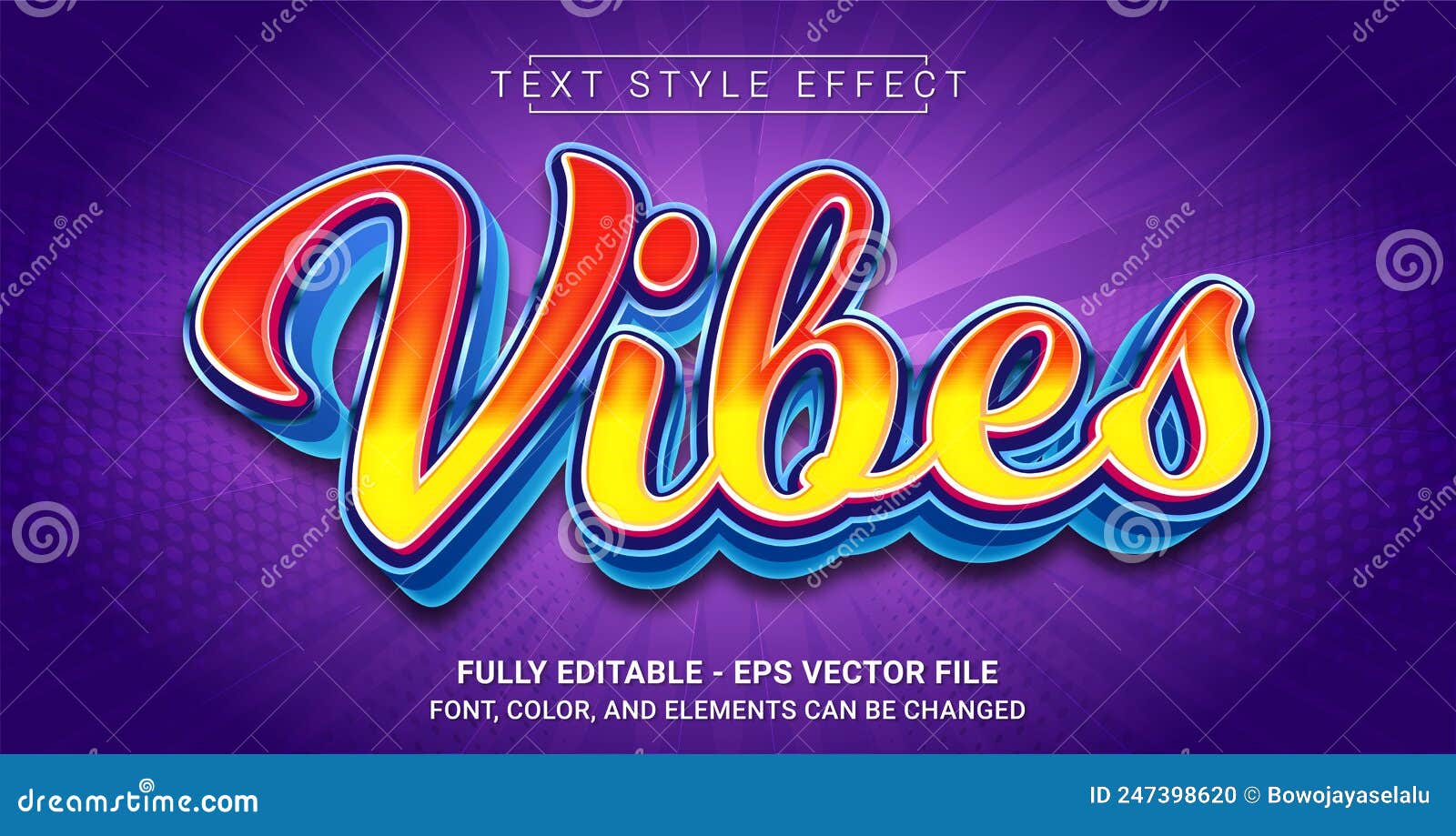 Vibes Text Style Effect. Editable Graphic Text Template Stock Vector ...