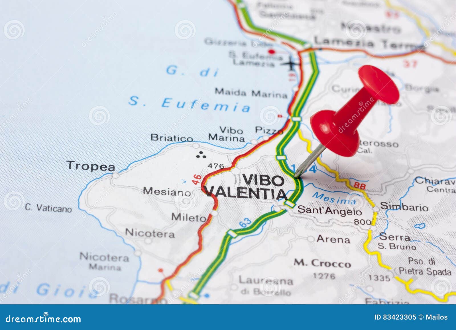 Vibo Valentia Italy on a Map Stock Image - Image of closeup, graphic ...