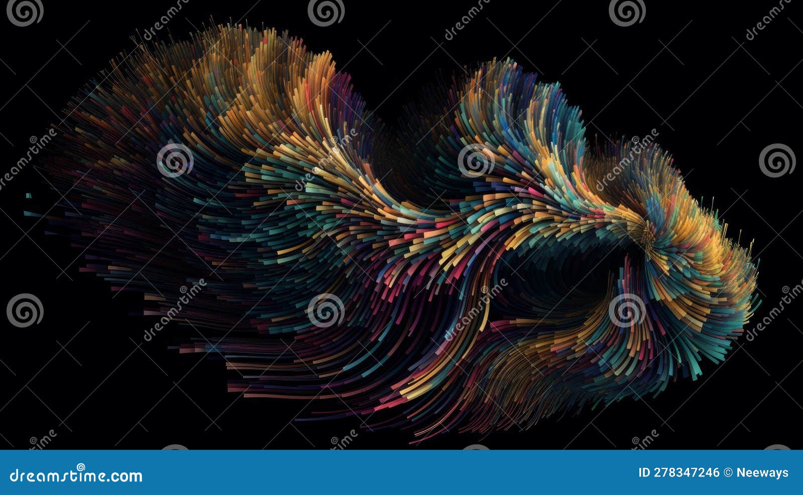 Vibrant Abstract Art on Black AI Generated Stock Illustration ...
