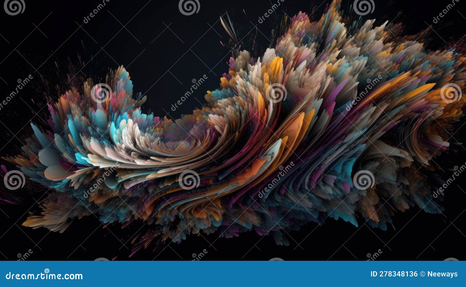 Vibrant Abstract Art on Black AI Generated Stock Illustration ...