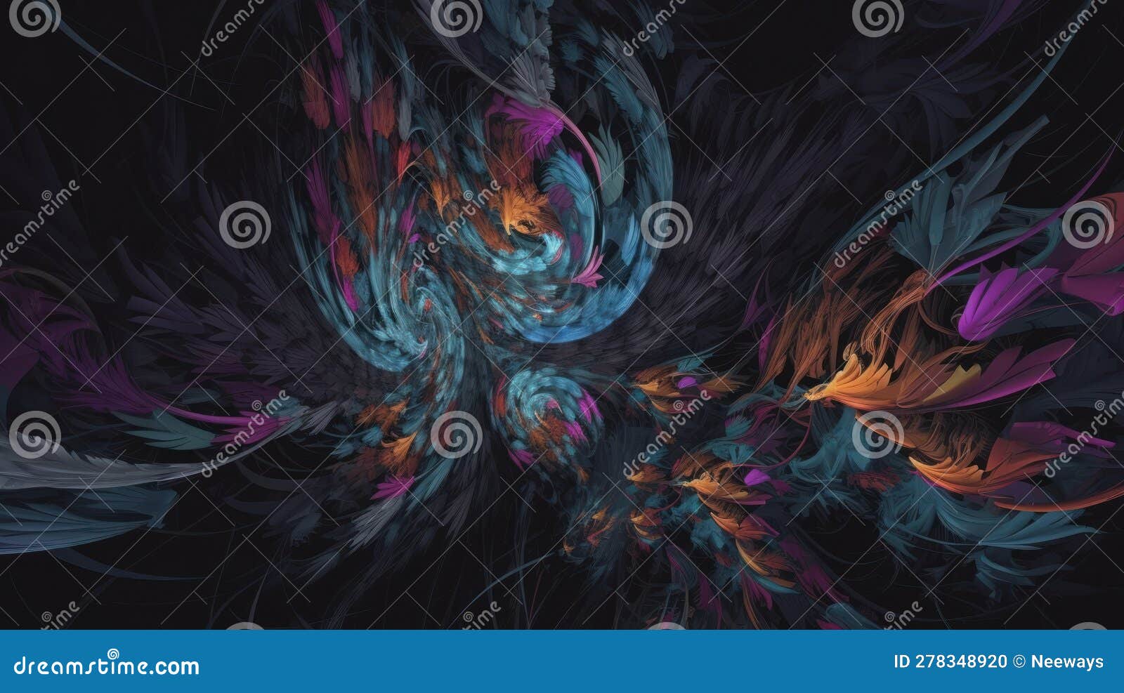 Vibrant Abstract Art on Black AI Generated Stock Illustration ...