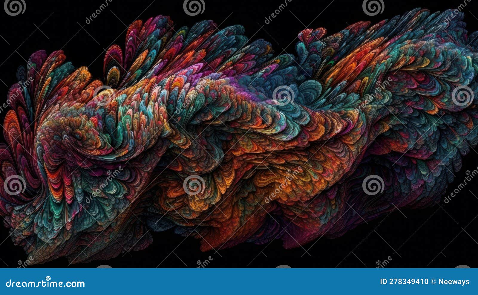 Vibrant Abstract Art on Black AI Generated Stock Illustration ...
