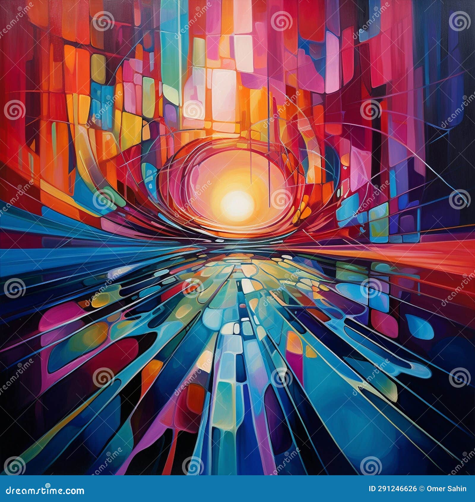 Vibrant and Abstract Art Piece with Harmonious Interplay of Colorful Reflections Stock Photo ...