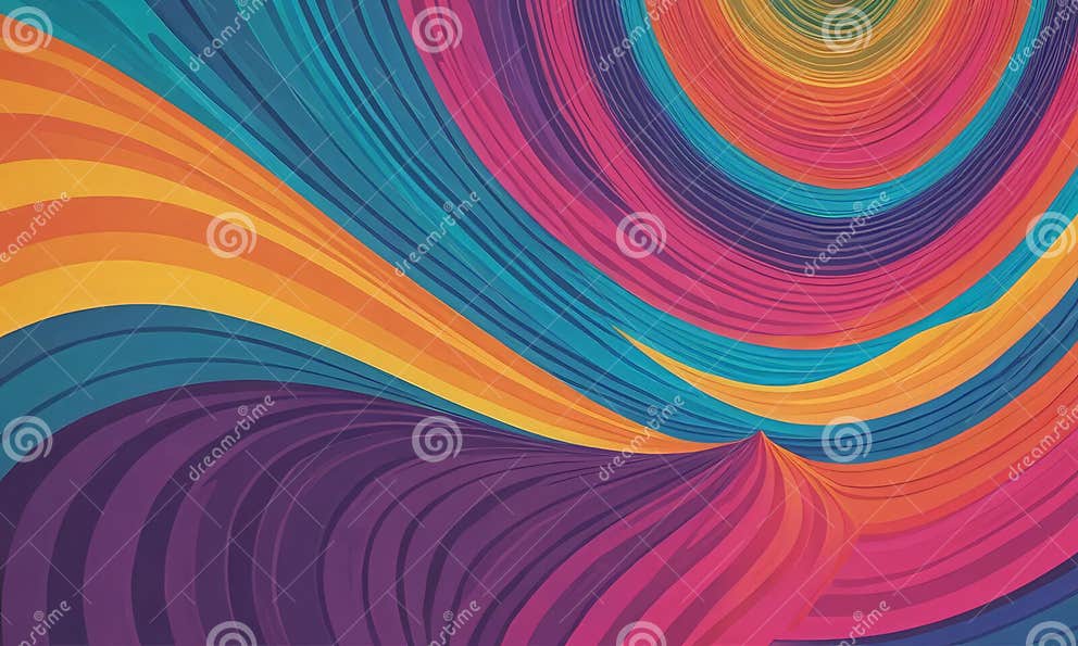 Vibrant Abstract Background Features Swirling Pattern Overlapping Lines in Various Colors ...