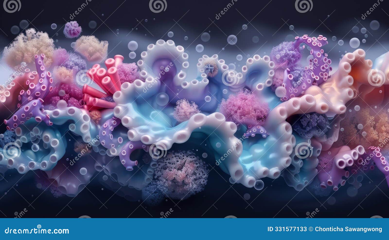 Vibrant Abstract Bio-science Art Illustration with Colorful Proteins ...