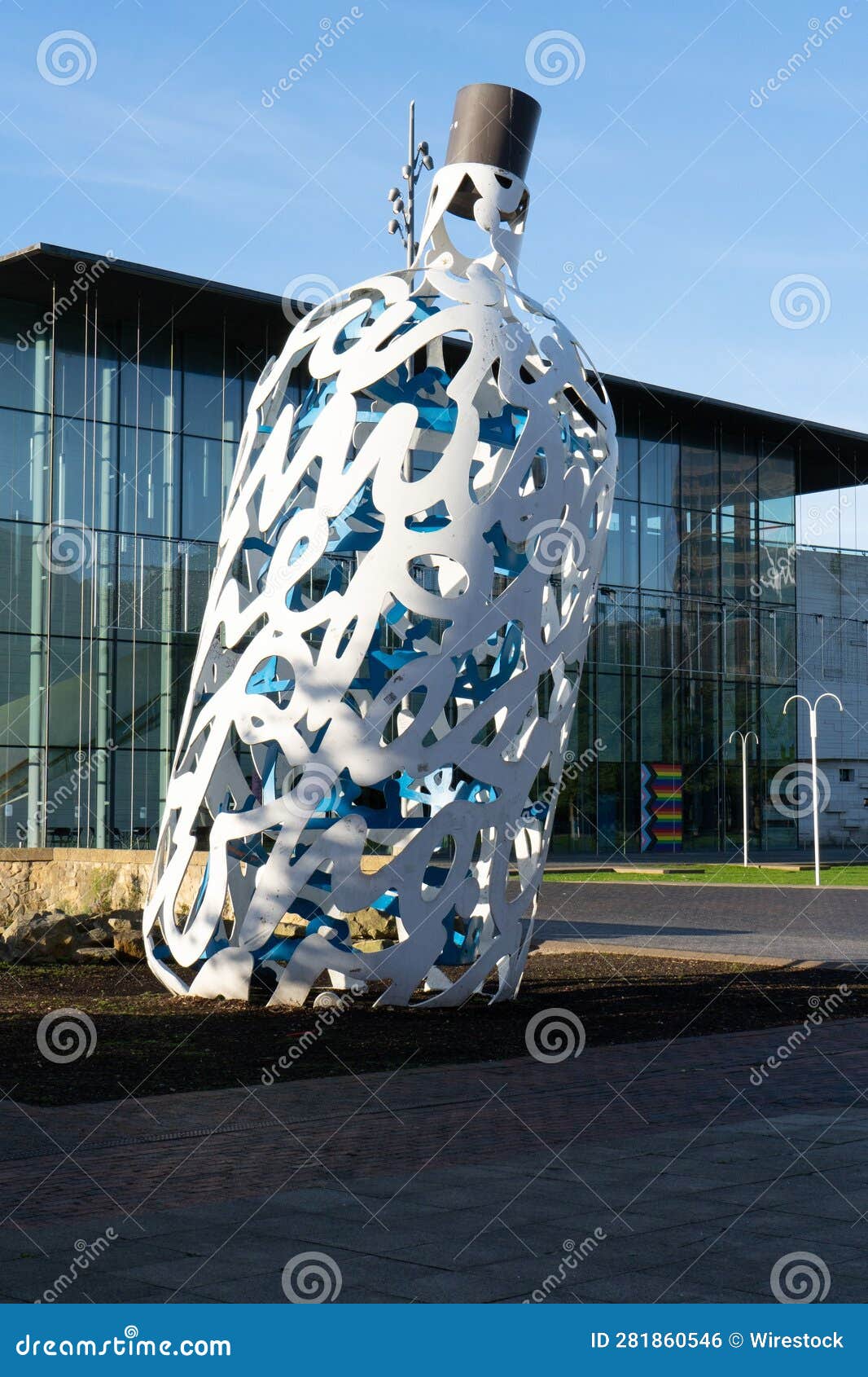 Vibrant, Abstract Bottle Sculpture in Front of a Museum in ...