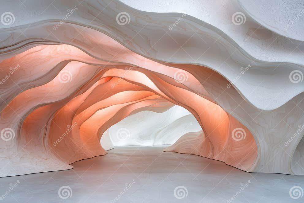 Vibrant Abstract Cave-like Interior with Warm Lighting Stock ...