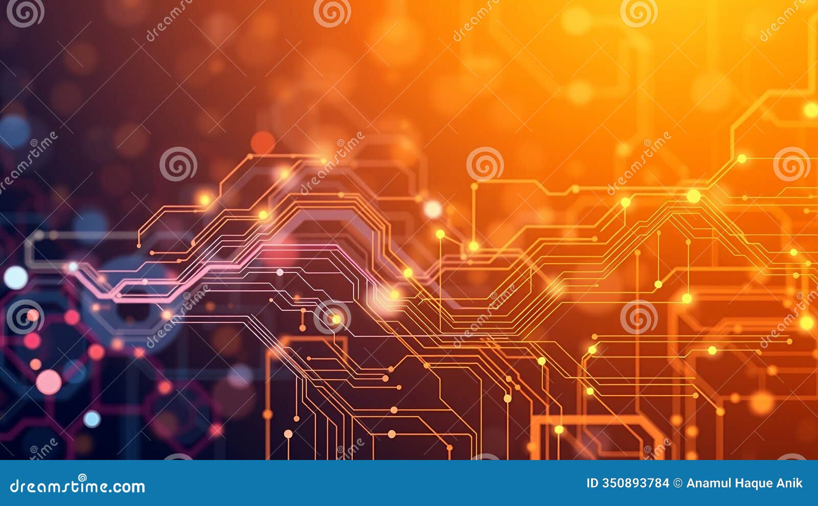 Vibrant Abstract Circuit Design with Glowing Pathways Stock ...