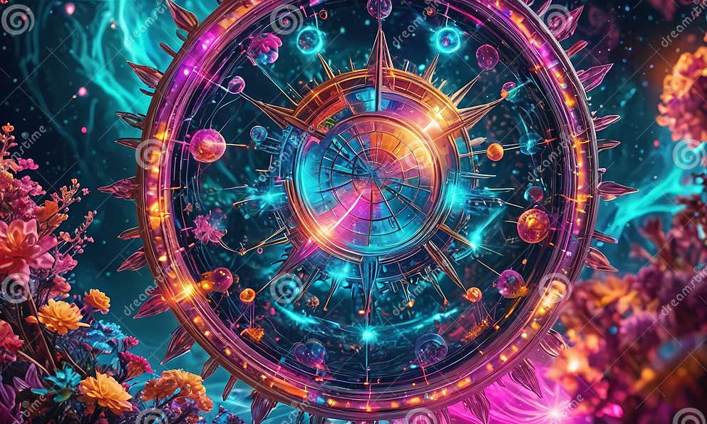 Vibrant, Abstract Clock Face with Circular Design and Central Clock ...