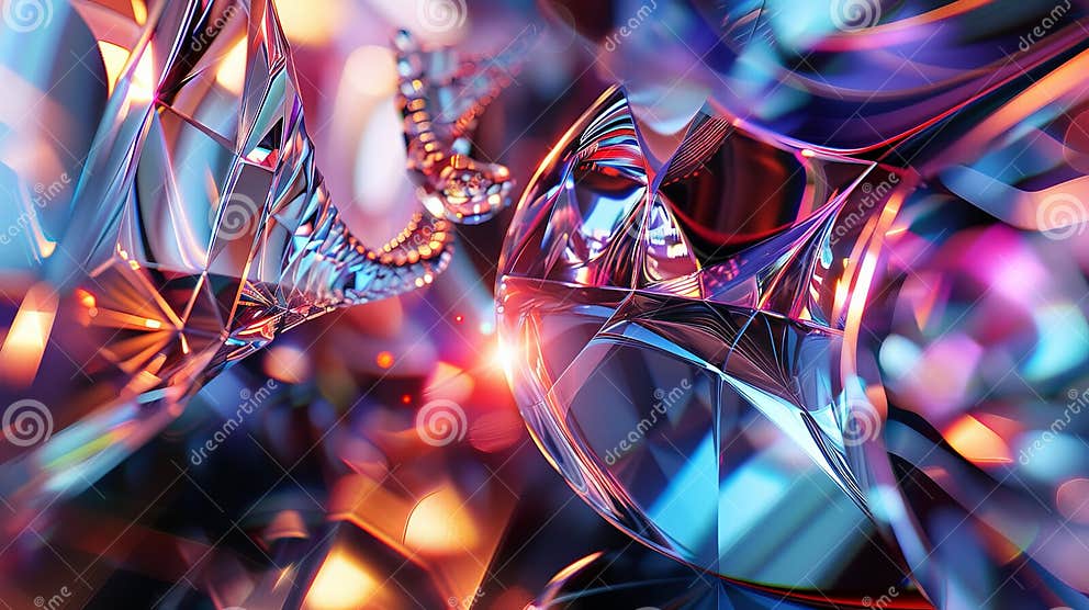Vibrant Abstract Crystal Art with Light Reflection and Bokeh Effects ...