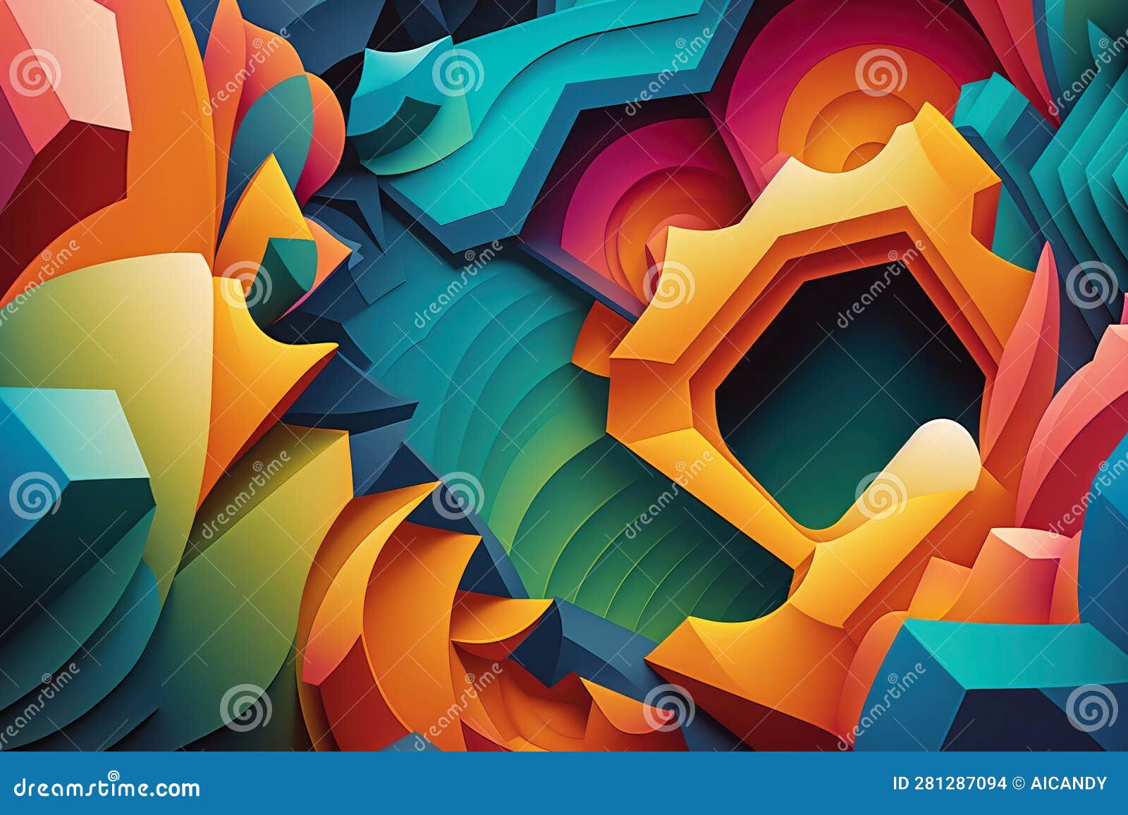 Vibrant Abstract Design with Interlocking Polygon Shapes Stock ...