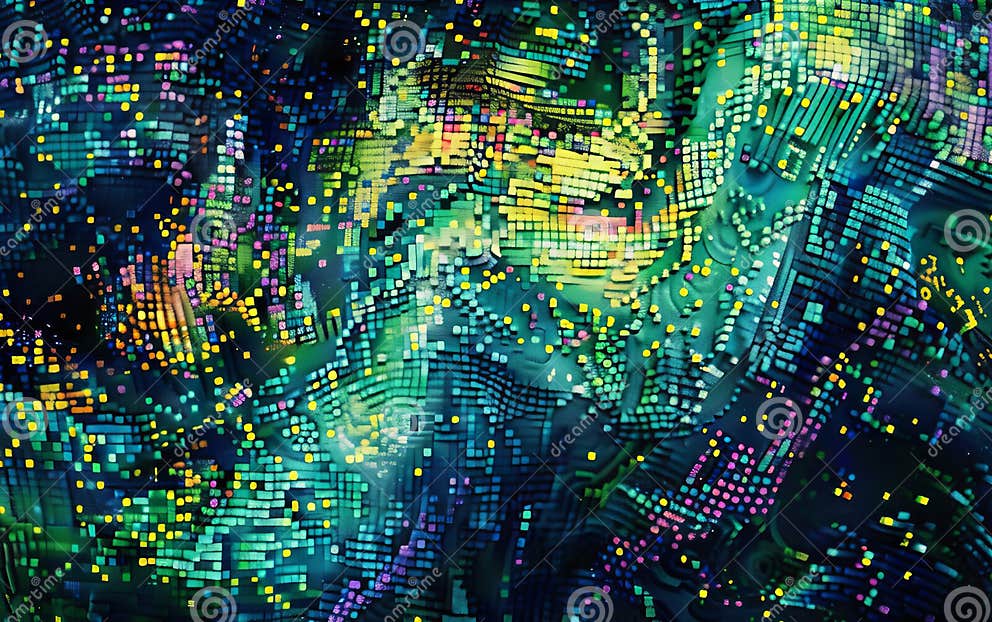 Vibrant Abstract Digital Matrix Art with Colorful Pixel Patterns and ...