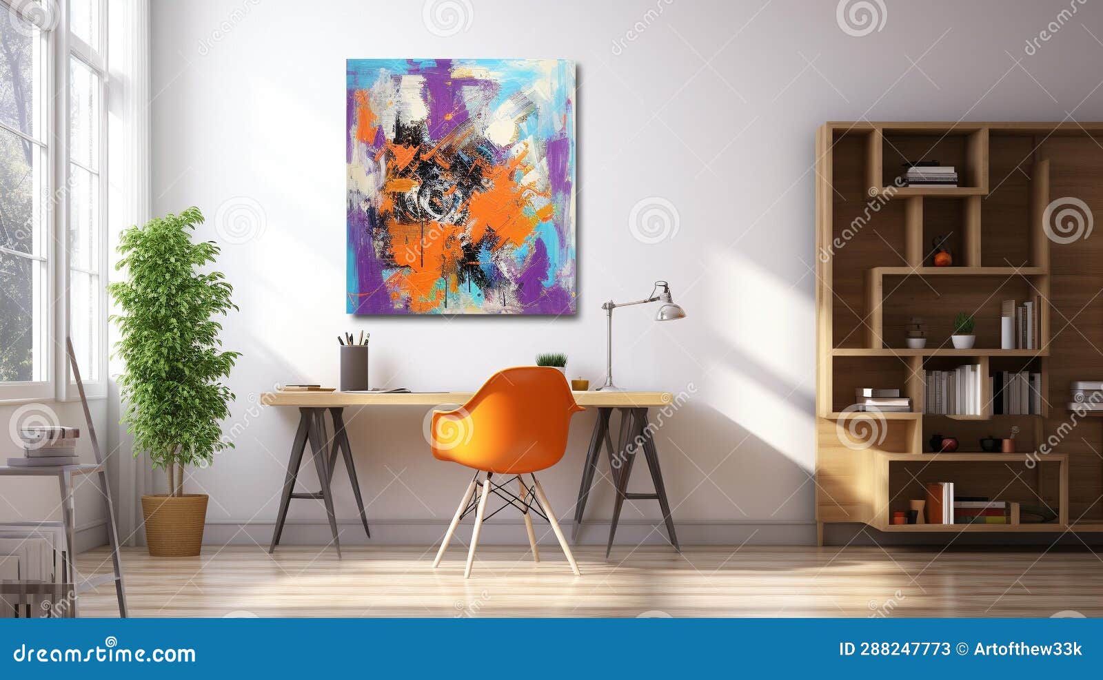Vibrant Abstract Exploration in a Colorful Study Room Stock ...