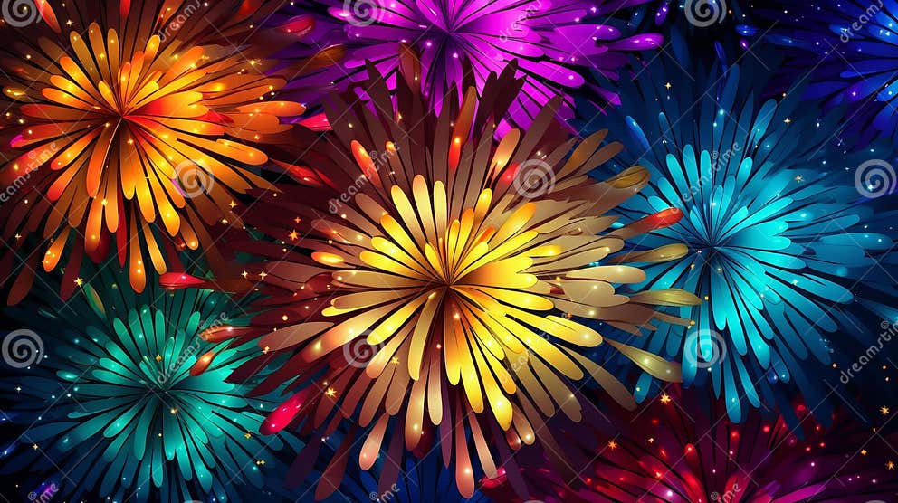 Vibrant Abstract Firework Design with Dynamic Shapes and Explosive ...
