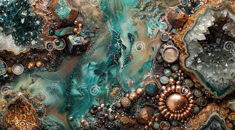 Vibrant Abstract Geode and Mineral Formation Stock Illustration ...