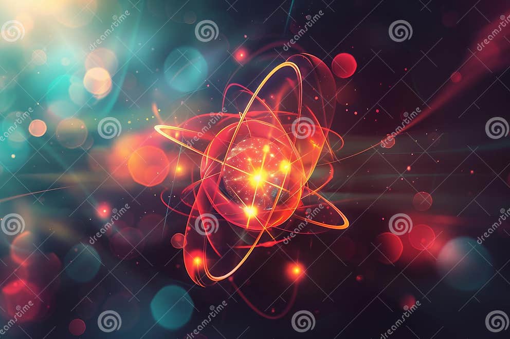 Abstract Quantum Physics Concept with Glowing Atomic Structure Stock ...